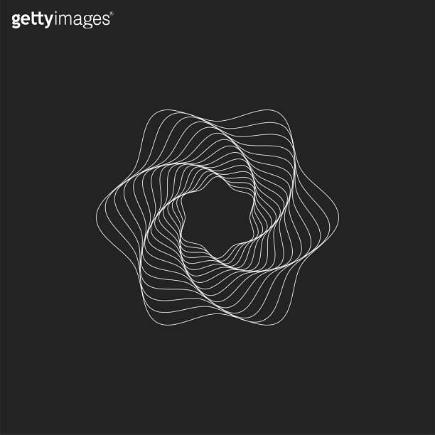 abstract black and white geometric circle line spiral turn wave round ...