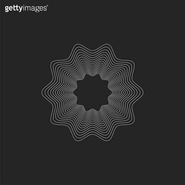 abstract black and white geometric circle line spiral turn wave round ...