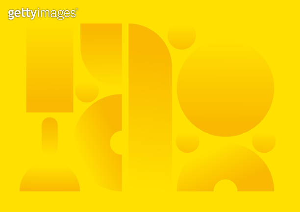 abstract bright modern total yellow random geometric shapes poster ...