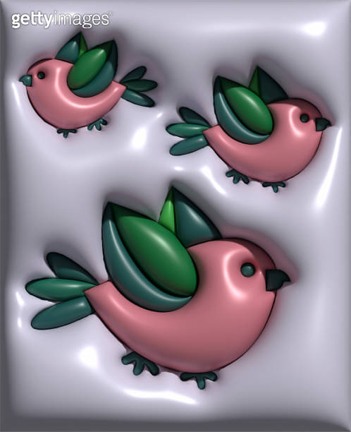 abstract cute inflate effect birds pattern 3D background 이미지 ...