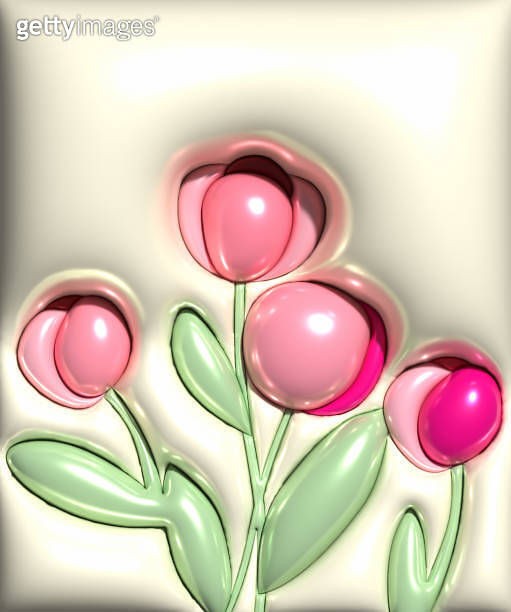 abstract cute inflate effect tulips flower pattern illustration ...