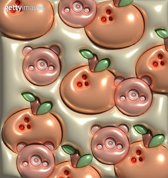 abstract cute inflate fruit with pig pattern illustration background ...