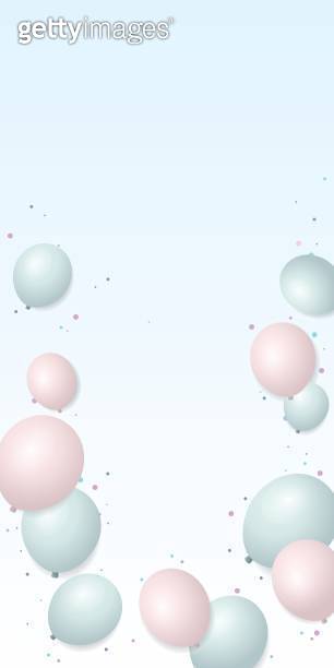 Celebration party banner with pastel color balloons vector illustration ...