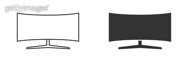 Curved monitor icon. Panorama screen. Vector illustration. (1724251815 ...