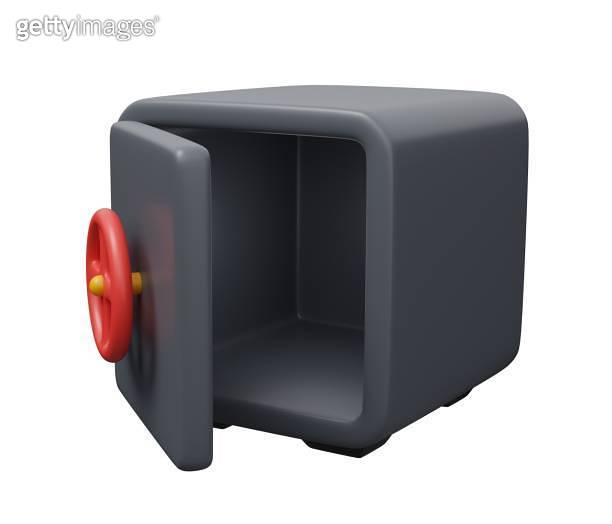 open empty safe box 3d. 3d render cartoon minimal icon illustration ...