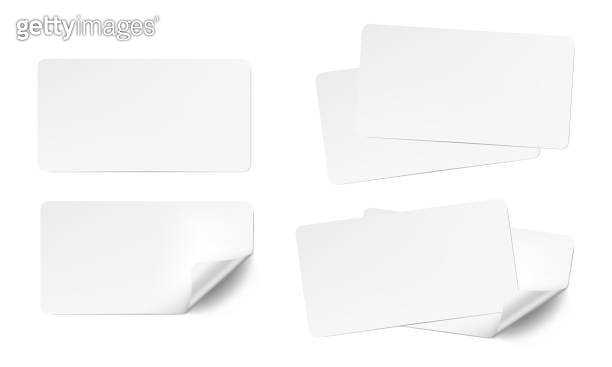 Realistic White Round Corner Paper Adhesive Cards (1496387448) - 게티이미지뱅크