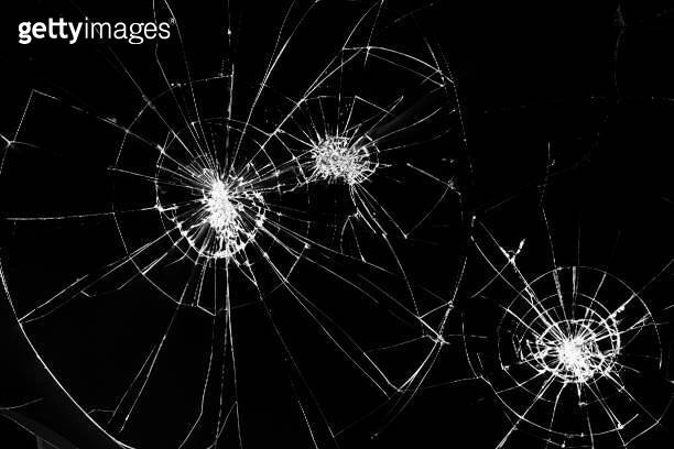 traces of bumps and cracks on a broken LCD screen, computer monitor or ...