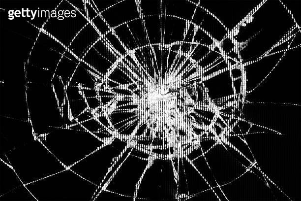 traces of bumps and cracks on a broken LCD screen, computer monitor or ...