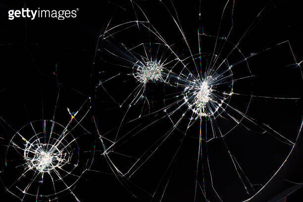 traces of bumps and cracks on a broken LCD screen, computer monitor or ...