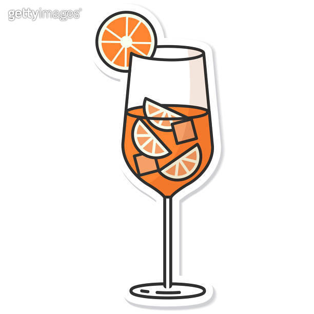 Sticker glass of aperol spritz isolated vector 이미지 (1634262990) - 게티이미지뱅크