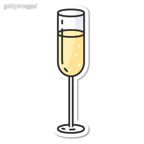 Sticker glass of champagne isolated vector 이미지 (1506660117) - 게티이미지뱅크