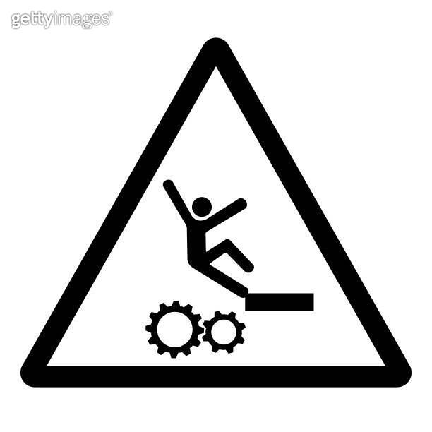 Warning Falling Of Moving Machinery Hazard Symbol Sign ,Vector ...