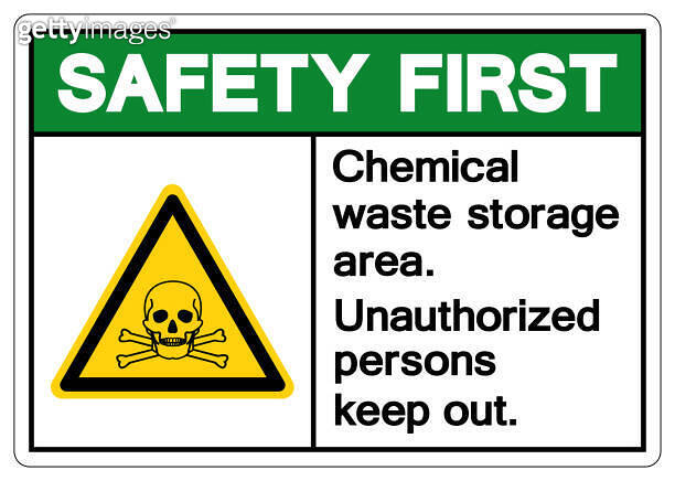 Safety First Chemical Waste Storage Area Symbol Sign ,Vector ...