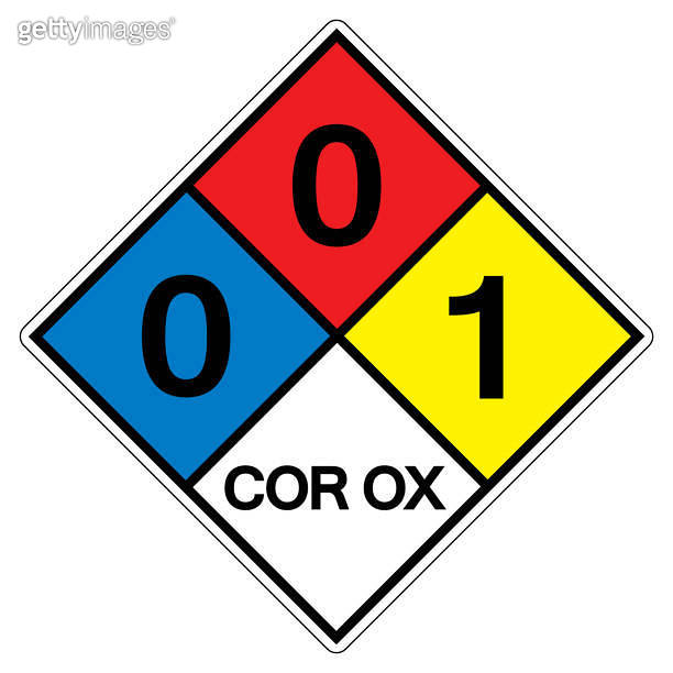 NFPA Diamond 704 0-0-0 COR OX Symbol Sign, Vector Illustration, Isolate ...