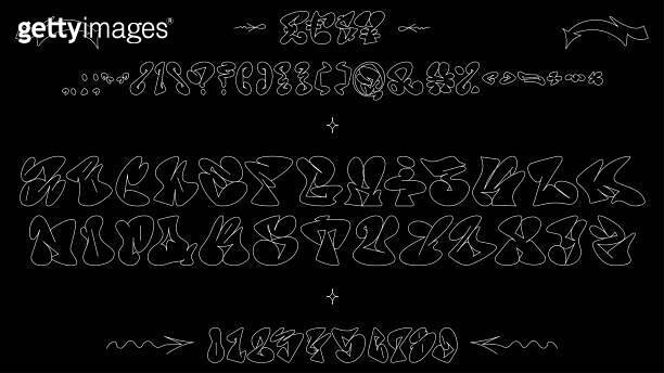 Graffiti Y2K alphabet. Trendy line typeface design. The stroke ...