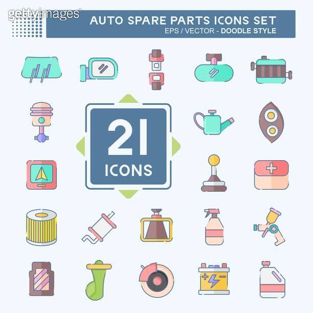 Icon Set Auto Spare Parts. related to Spare Parts symbol. doodle style ...