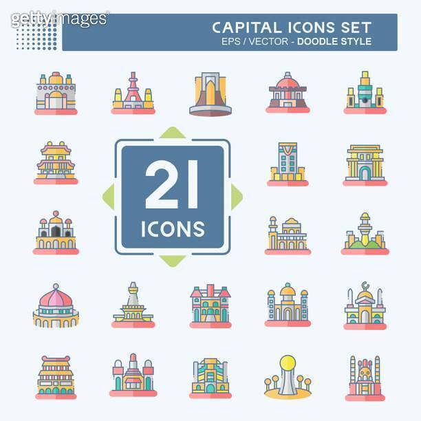 Icon Set Capital. related to Capital symbol. doodle style. simple ...