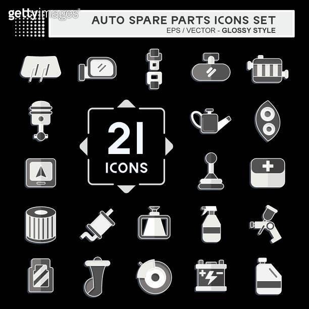 Icon Set Auto Spare Parts. related to Spare Parts symbol. glossy style ...