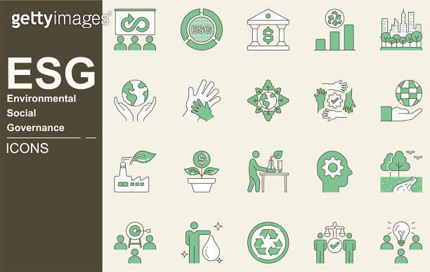 ESG, Environmental Social Governance icon set.Contains such icons as ...