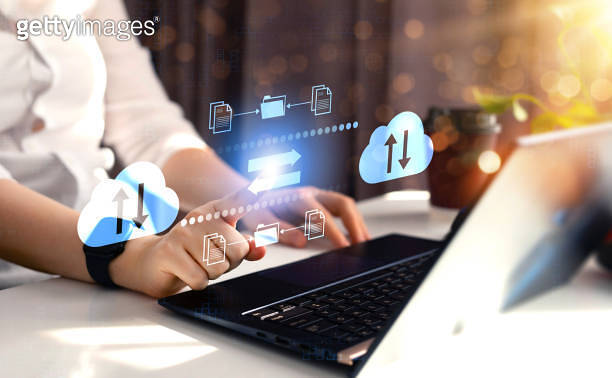 File sharing isometric. Digital system for transferring documents ...