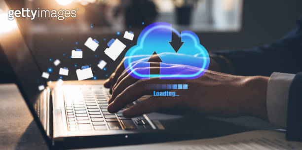 Exchange information and data with internet cloud technology.Digital ...