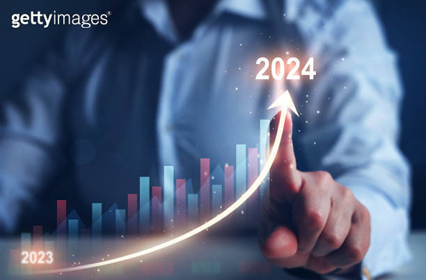 Businessman draws increase arrow graph corporate future growth year ...