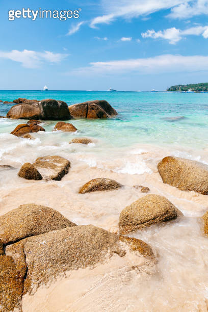 Tropical Beach with Clear Blue Water and Rocks in Phuket. (1628926894 ...