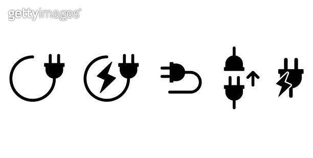 Electricity icon set of plug and charging 이미지 (1806942889) - 게티이미지뱅크
