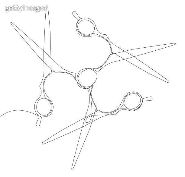 One continuous line of scissor. Thin Line Illustration vector ...