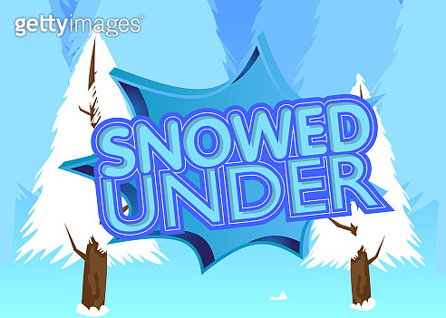 Pine Tree with Snowed Under text. Winter event vector cartoon ...