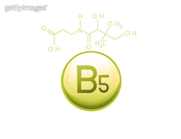 Vitamin B5 Pantothenic acid capsule with molecular formula and ...