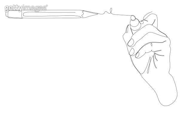 One continuous line of stationery drawn with felt tip pen. Thin Line ...