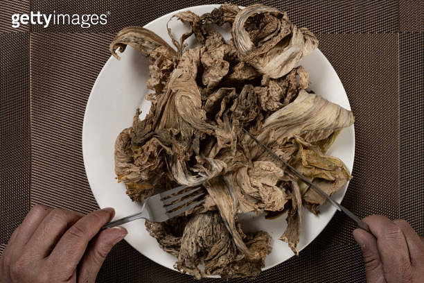 man eating moldy vegetable concept of lack of food 이미지 (1454567943 ...