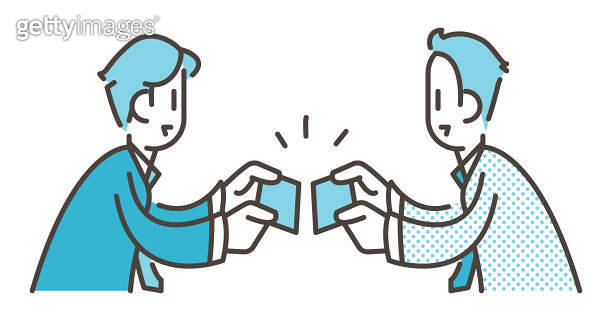 Businessman exchanging business cards at work [Vector illustration 이미지 ...