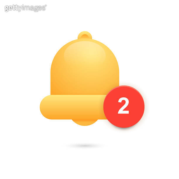 Simple notification icon design. Golden bell as alert icon design ...