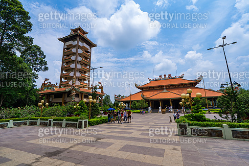 Morning at Ben Duoc Temple, Cu Chi, Ho Chi Minh city, Vietnam. The ...