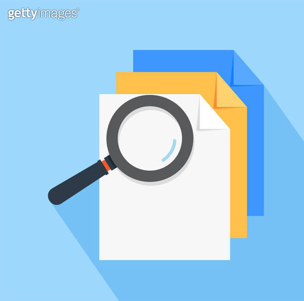 Researching conceptual illustration with colorful paper sheets and ...