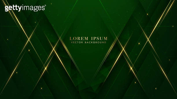 Green luxury background with triangle diamond elegant, slant golden ...
