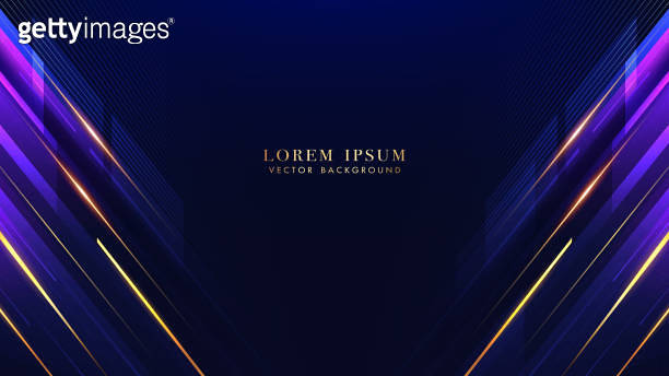 Dark Blue luxury background with Slant golden lines, glowing lines ...