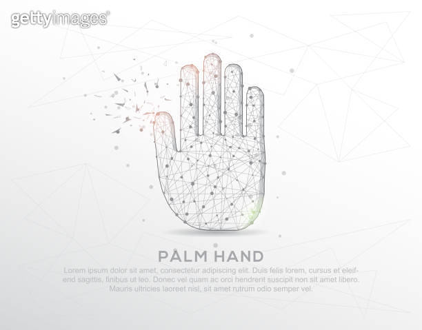 Palm hand abstract mash line and composition digitally drawn in the ...