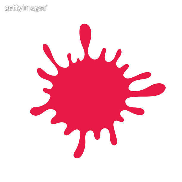 Red ink drops, splashes, blotter spots, liquid paint drip, drop splash ...