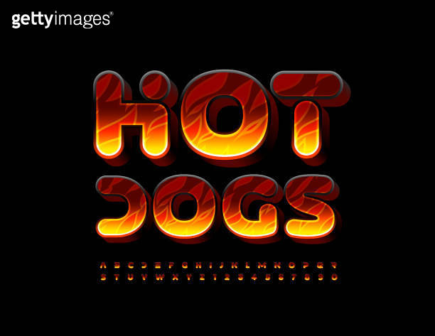 Vector creative logo Hot Dogs with flame pattern Alphabet Letters and ...