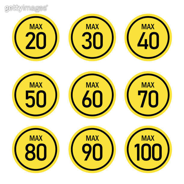 Road signs that indicate the maximum speed limit of the vehicle while ...