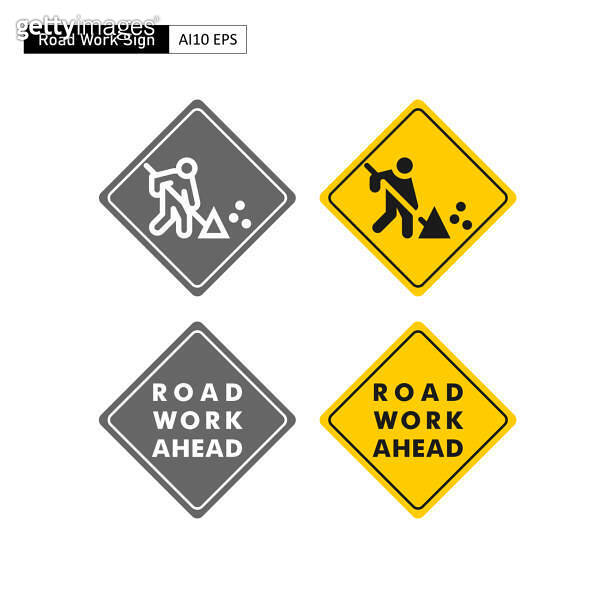 A traffic sign with the figure of a person holding a shovel 이미지 ...