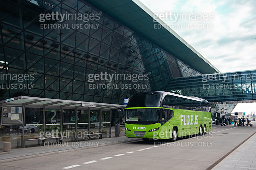 Krakow, Poland - October 2023: FlixBus logo on green bus. Low cost ...