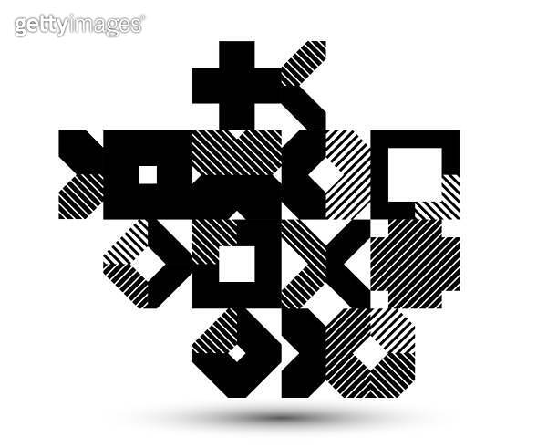 Abstract geometric black and white vector background, modular tiling ...