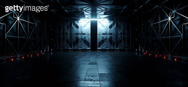Modern Alien Tunnel Corridor Spaceship Room Garage Hangar Warehouse Sci ...