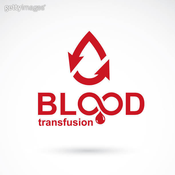 Blood transfusion vector illustration created with blood drop, arrows ...