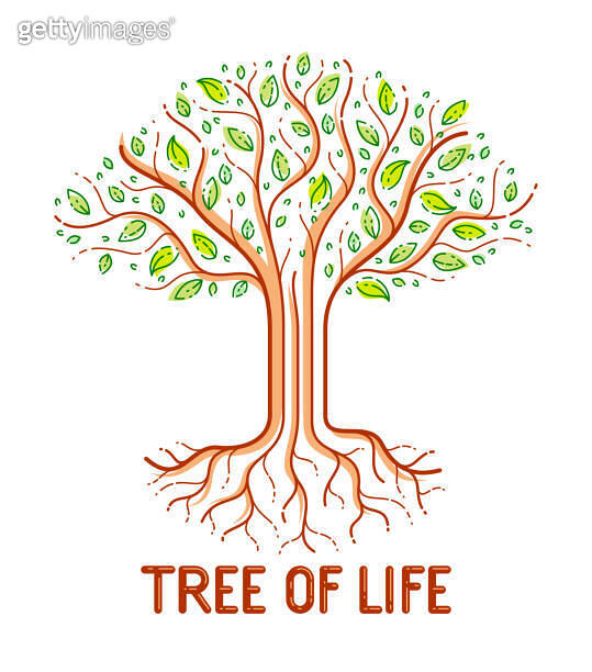Tree of life, life and death, the cycle of life, vector logo drawing in ...