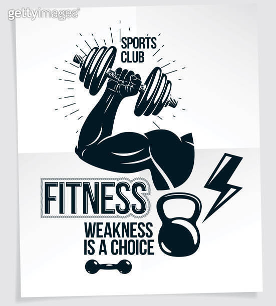 Weightlifting club promotion flyer. Vector composition created using ...